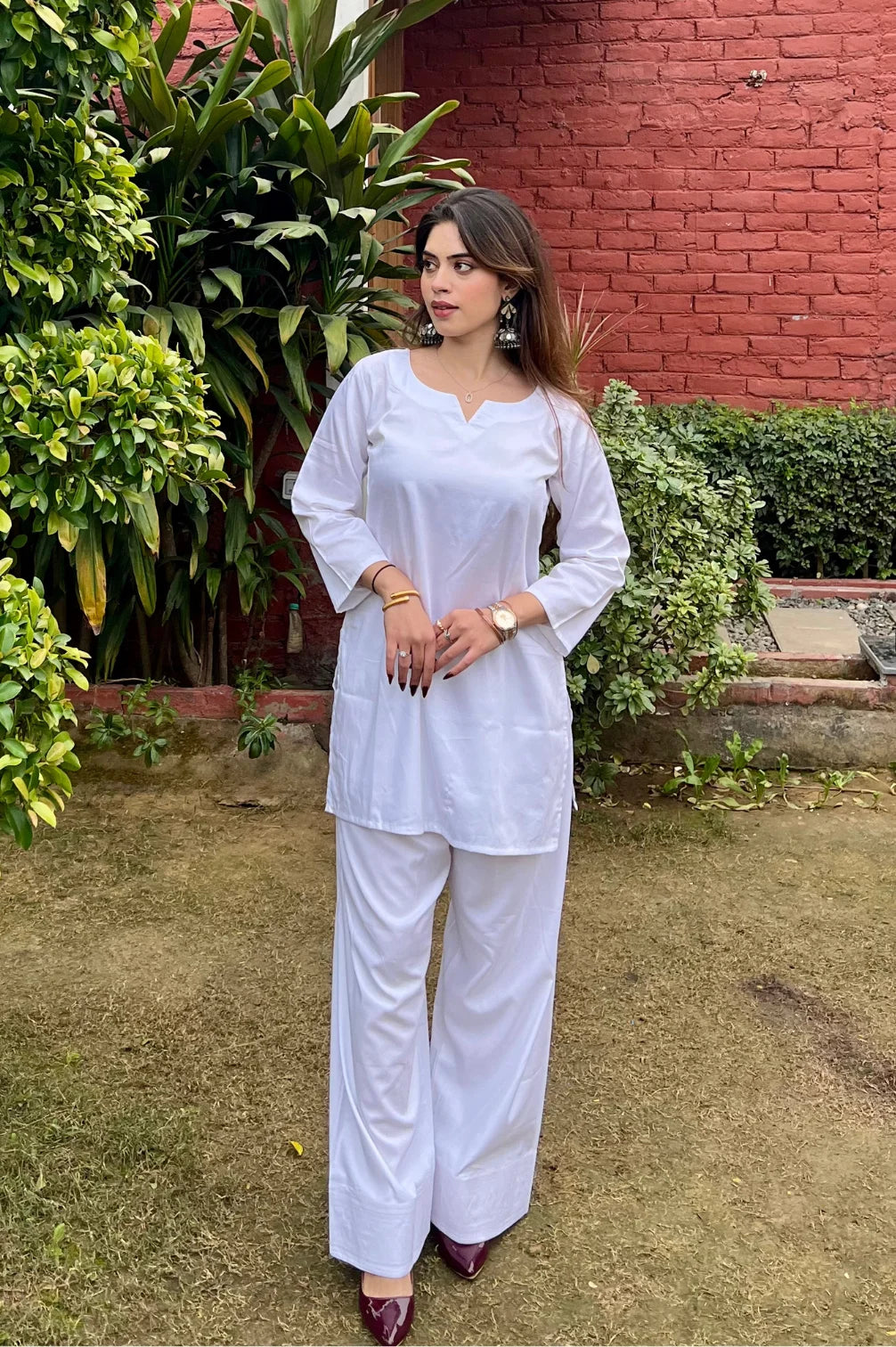 Pure Cotton White Farsi Salwar And Kurta Set – House Of Sandhya